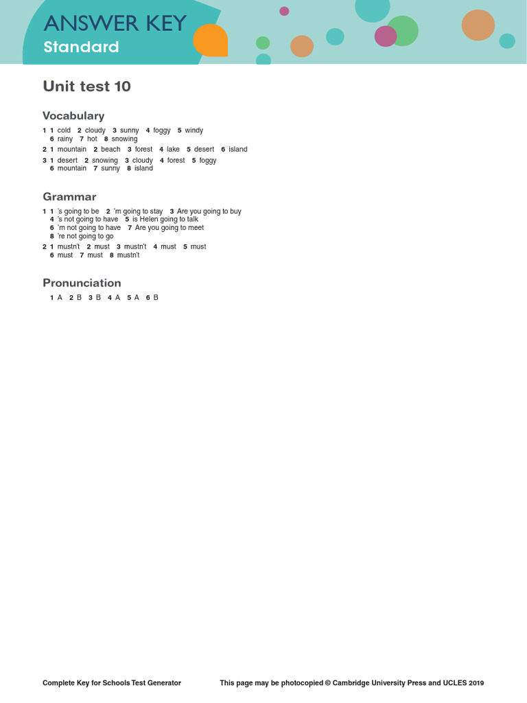 Kfs Ut U10 Answer Key | PDF