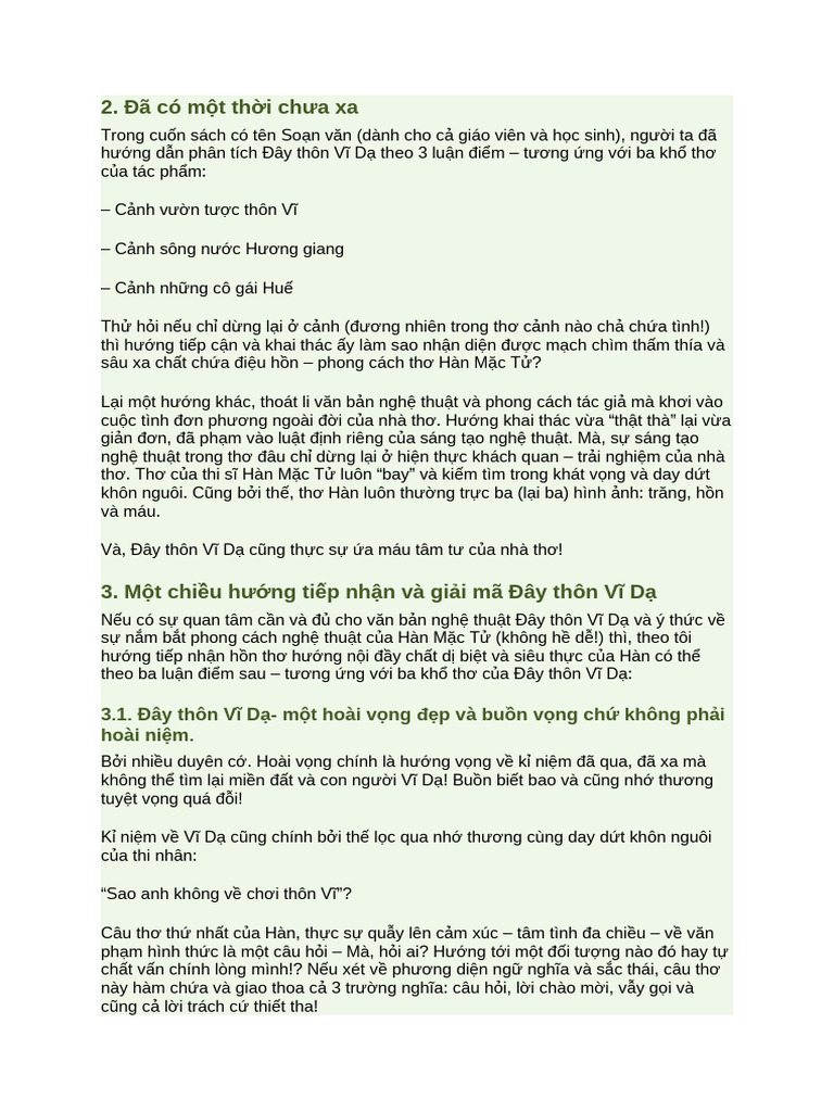 Đây Thôn VĨ D - HMT | PDF