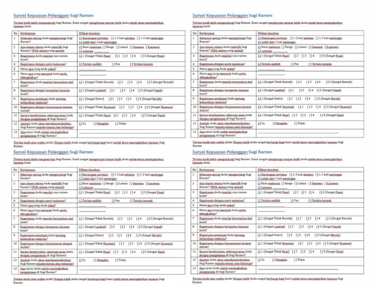 survey kepuasan sugi ramen | PDF