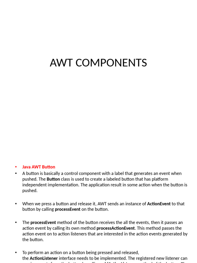 Java AWT Components Overview | PDF | Object Oriented Programming ...