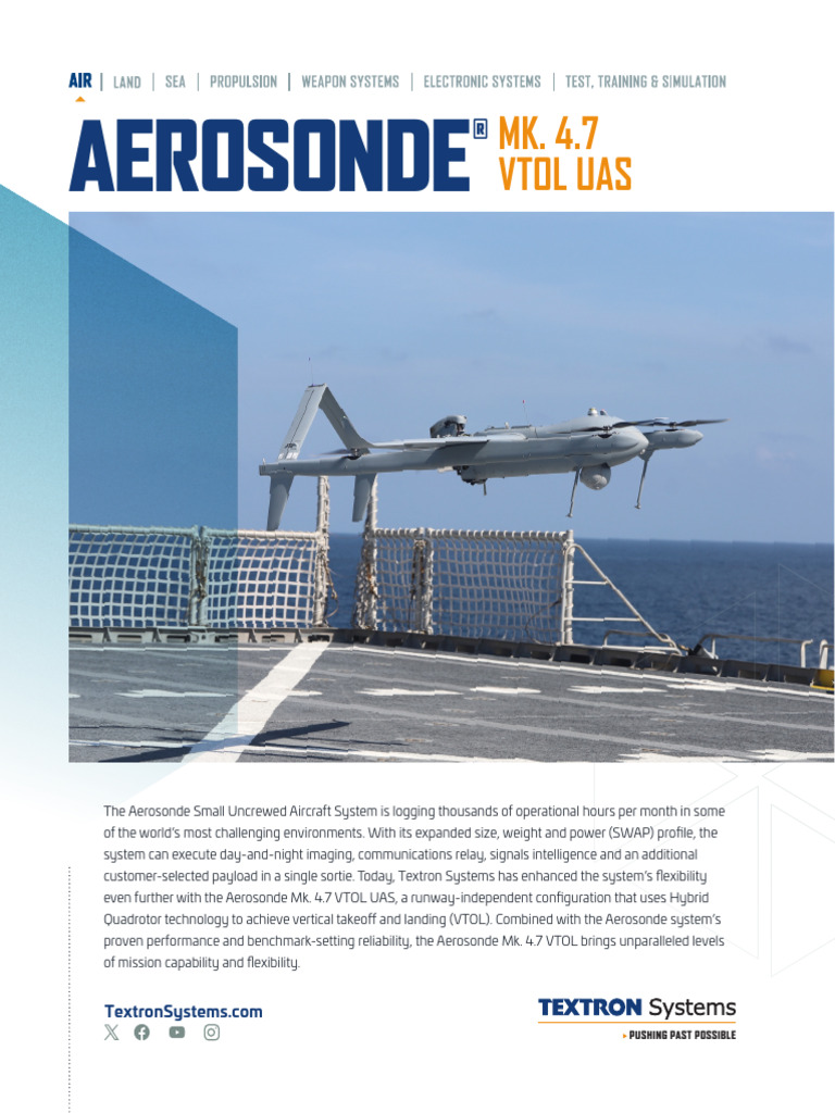 001 - Air Systems - Aerosonde Mk. 4.7 Vtol Uas - Maritime - 2024 | PDF | Unmanned Aerial Vehicle ...