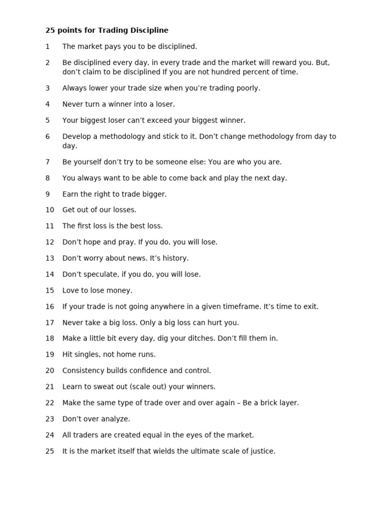 25 Rules for Trading Discipline | PDF | Day Trading | Stock Market