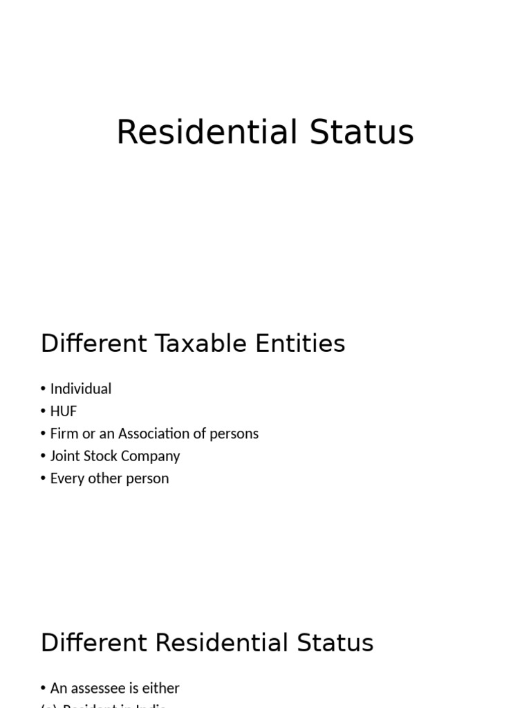 Residential Status | PDF | Salary | Payments