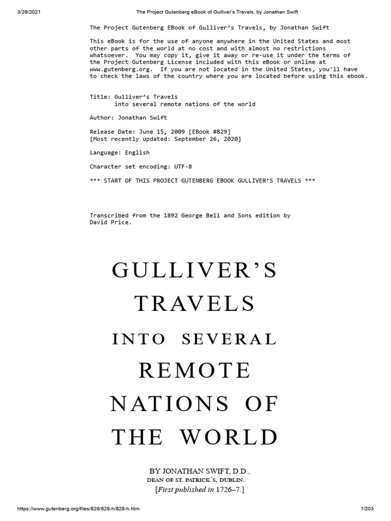 Gulliver's Travels, by Jonathan Swift | PDF | Gulliver's Travels
