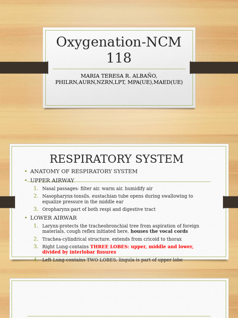 Oxygenation Ncm 118 | PDF | Lung | Respiratory System