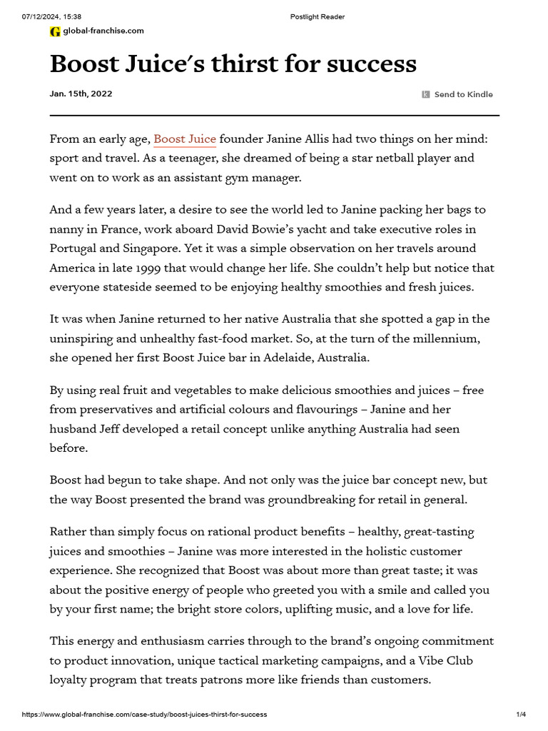 Boost Juice's Thirst For Success - Global Franchise | PDF | Juice ...