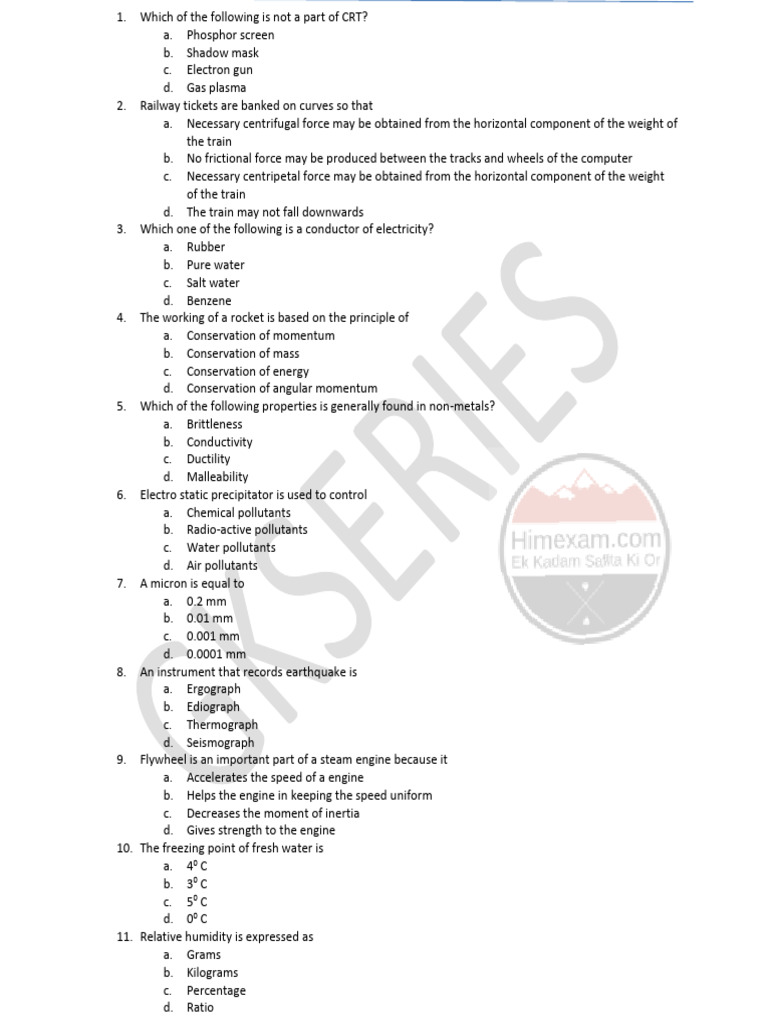 500+ Physics MCQ by Himexam | PDF | Atmosphere Of Earth | Light