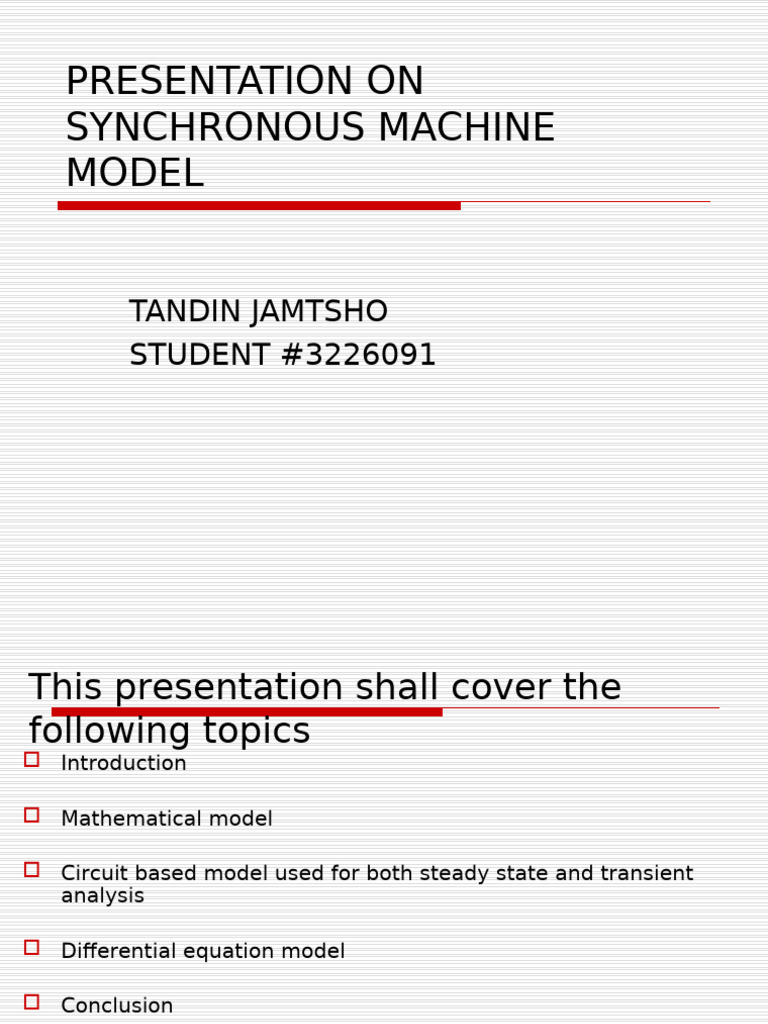 PRESENTATION ON SYNCHRONOUS MACHINE MODEL | PDF | Transformer | Electrical Engineering