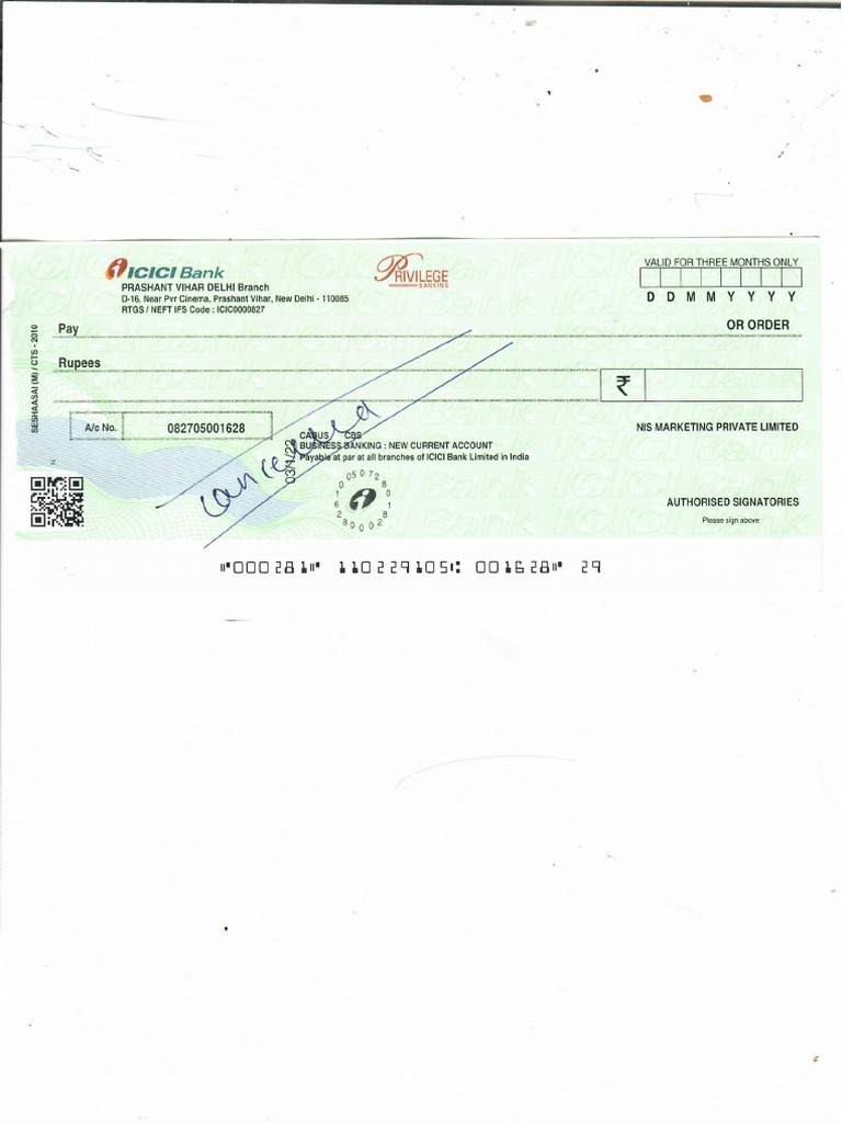 Cancel Cheque Icici Bank | PDF