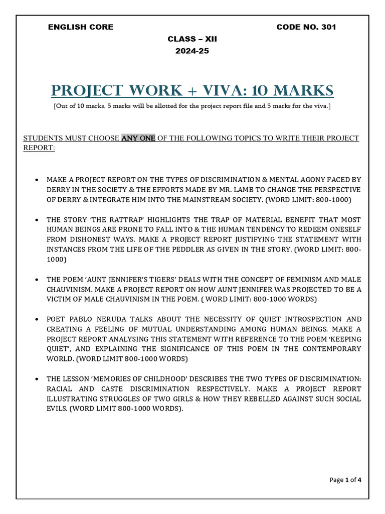 English Project CLASS XII | PDF