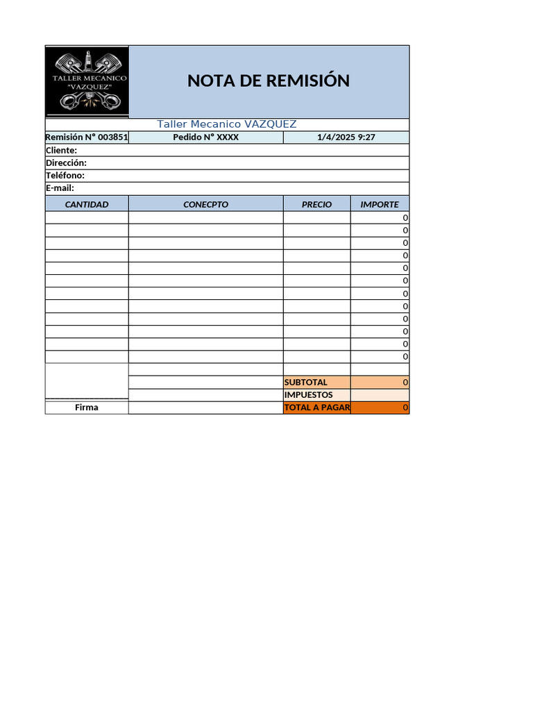 Ejemplo Plantilla Nota de Remision | PDF