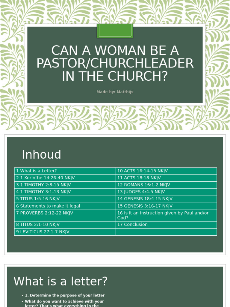 P1.01 Can Woman Be Pastors in The Church | PDF | Paul The Apostle | Eve
