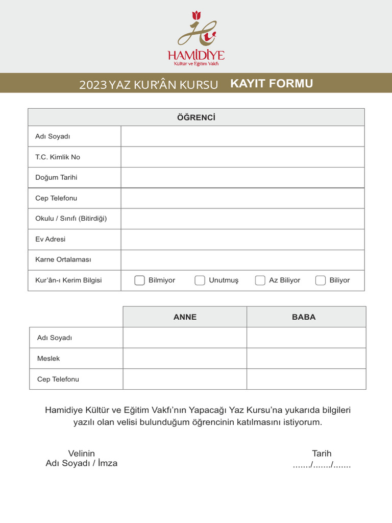 Kayit Formu 2023 | PDF