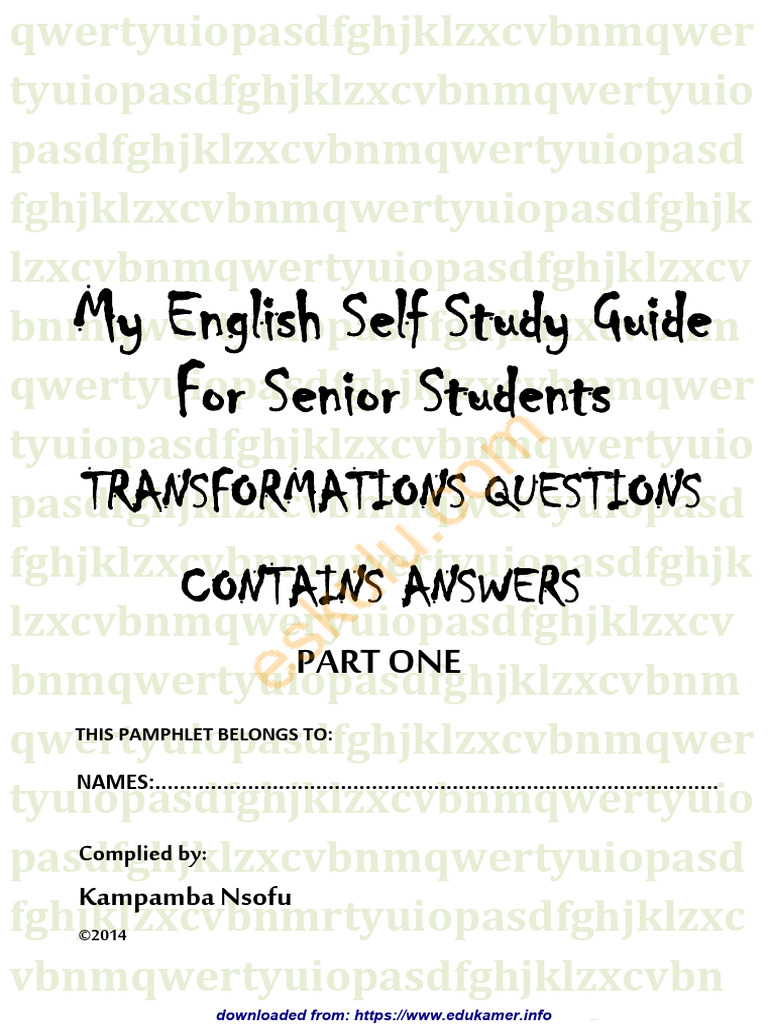 Grade 10 To 12 English Self Study Guide | PDF | Verb | English Language