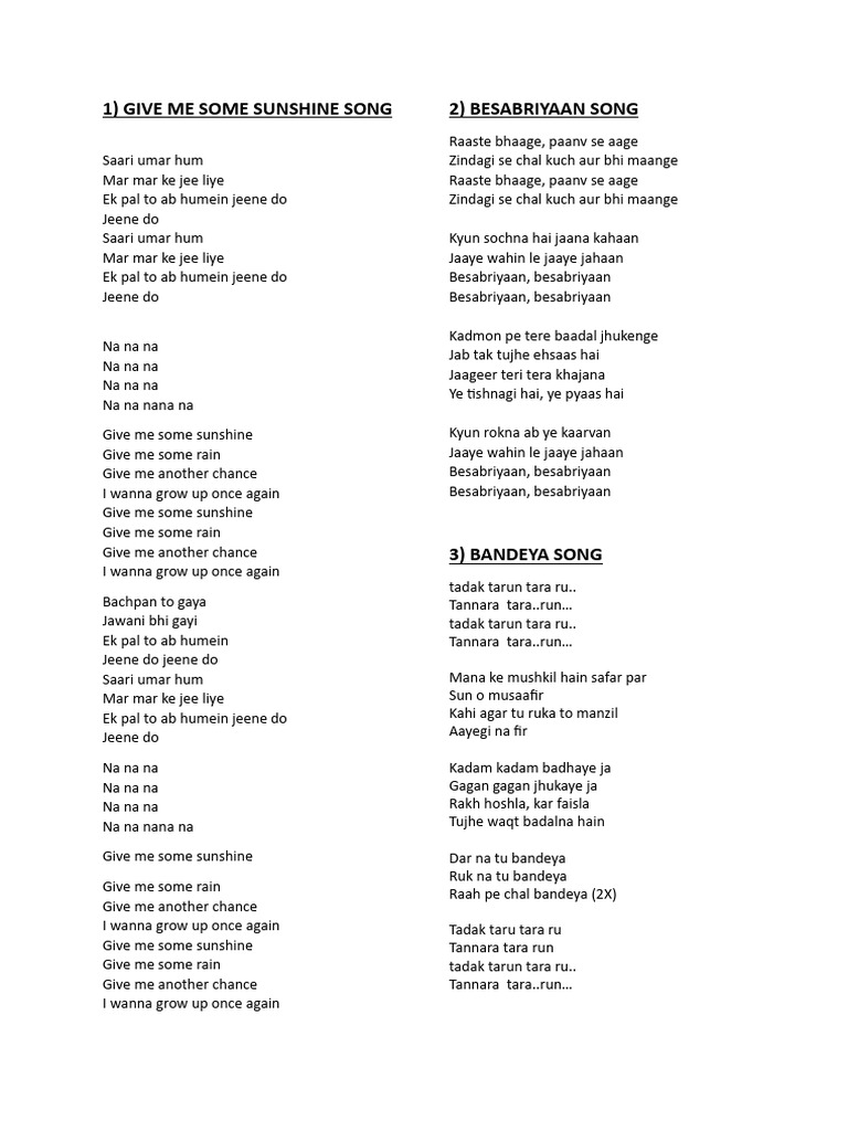 Song list for 30th oct program- NARAYANA SCHOOL CUTTACK-PDF (1) | PDF