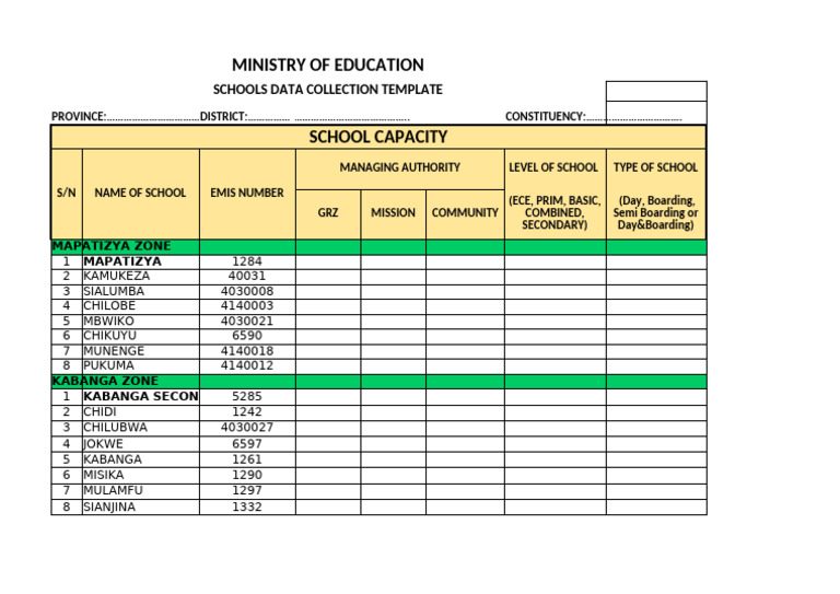 Latest School Data Capturing Template - Finance_075636 | PDF