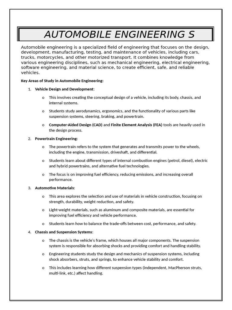 Automobile engineering | PDF | Car | Engineering