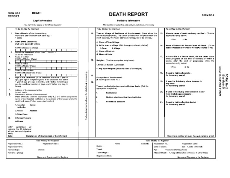 Death Application Form | PDF