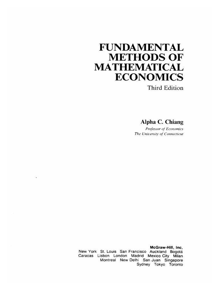 Chiang - Fundamental Methods of Mathematical Economics | PDF