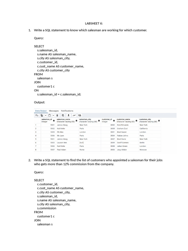LABSHEET 6 | PDF | Sql | Computing