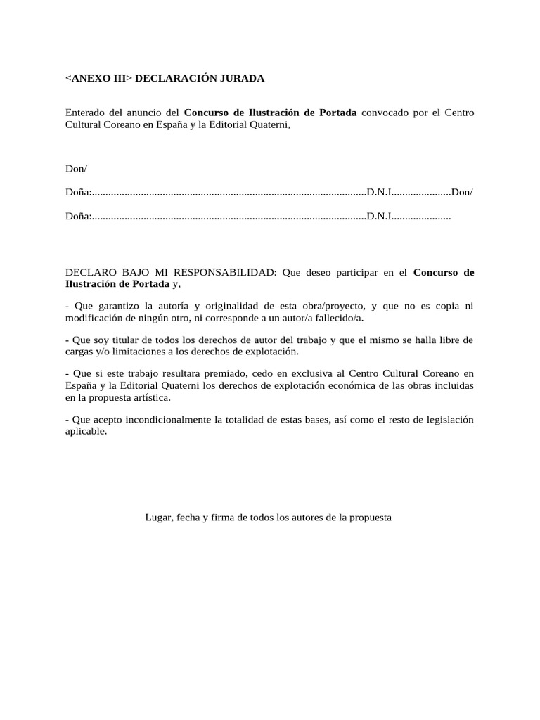 ANEXO III DECLARACIÓN JURADA | PDF