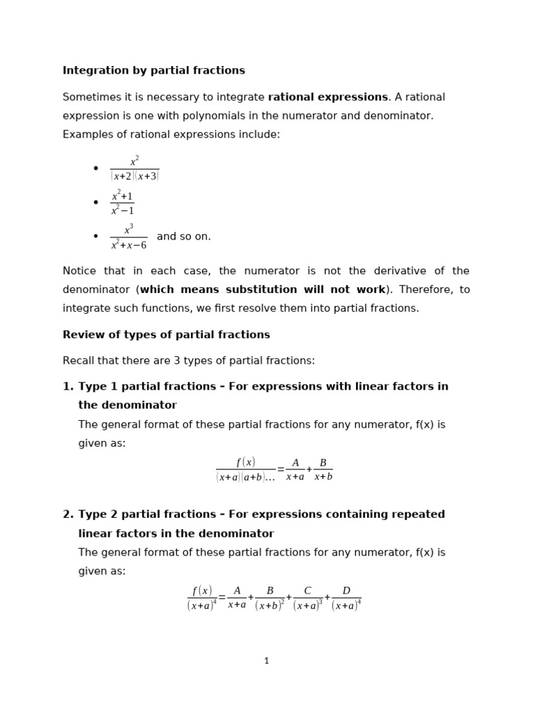 L2 - Integration by Partial Fractions | PDF | Arithmetic | Numerical Analysis