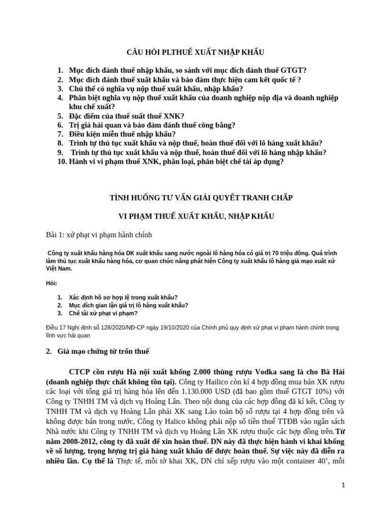 BT Thue XNK 24 - TVTCKT | PDF