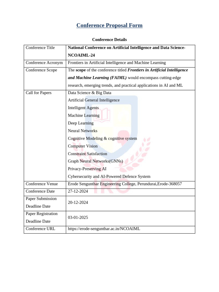 Conference proposal form | PDF | Artificial Intelligence | Intelligence ...