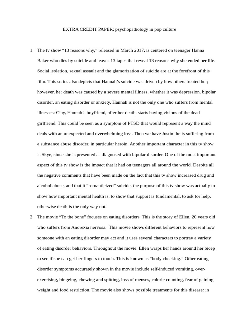 Psycho Extra Credit | PDF | Mental Disorder | Eating Disorder