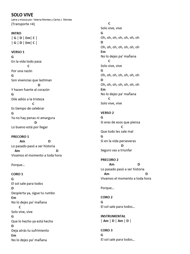 Solo Vive Letra y Acordes-1 | PDF