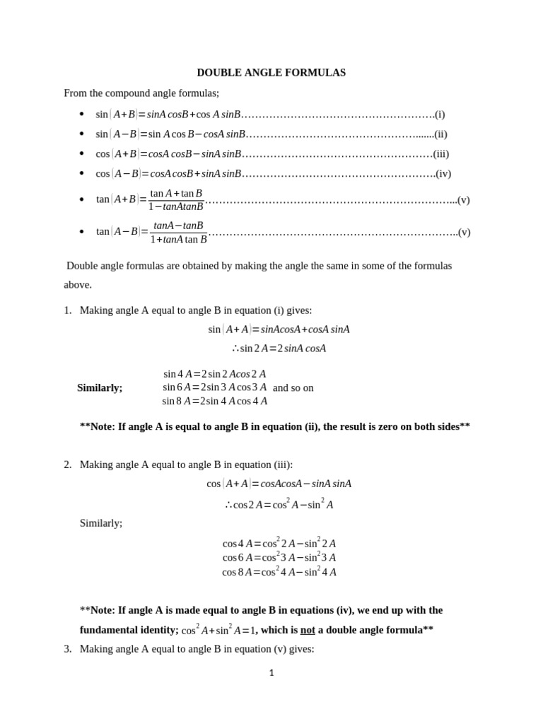 Lecture 3 - Double Angle Identities | PDF | Geometry | Mathematical Analysis