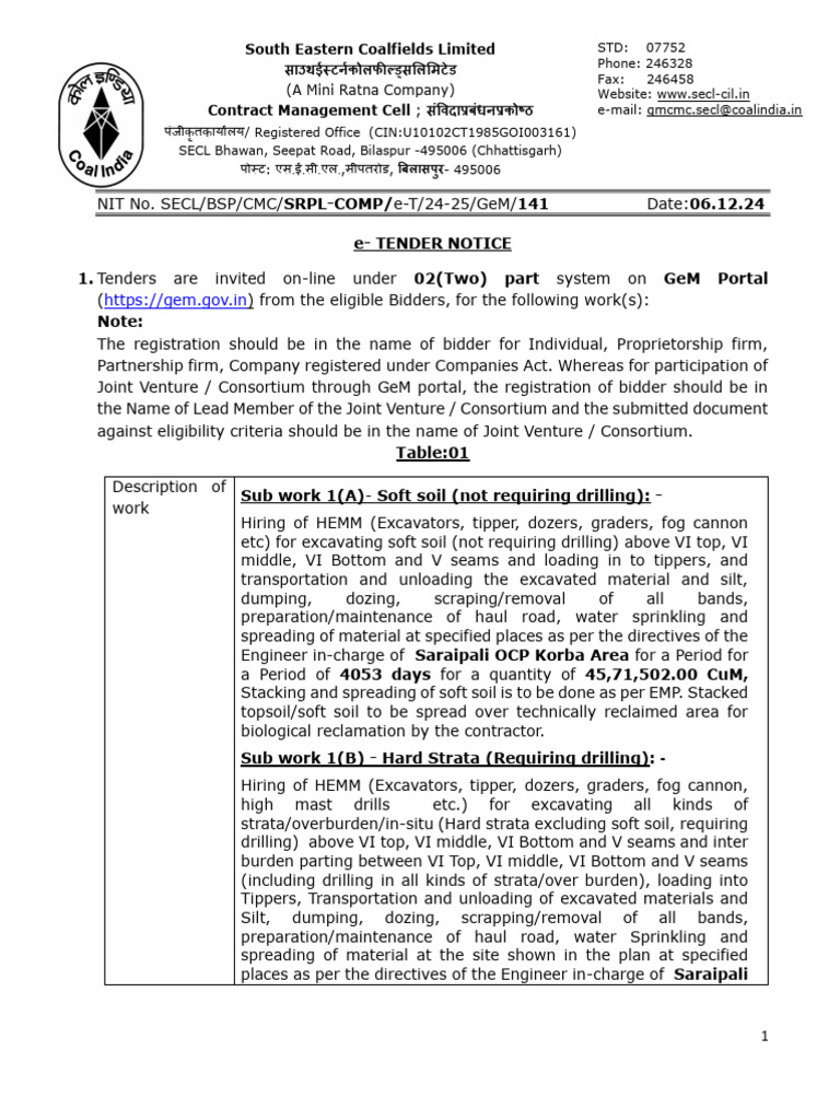 South Eastern Coalfields Limited: (A Mini Ratna Company) | PDF | Seam ...