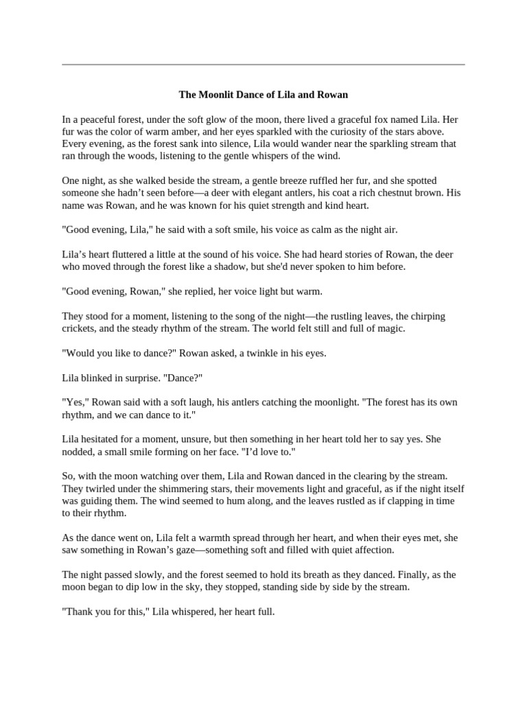 The Moonlit Dance of Lila and Rowan | PDF