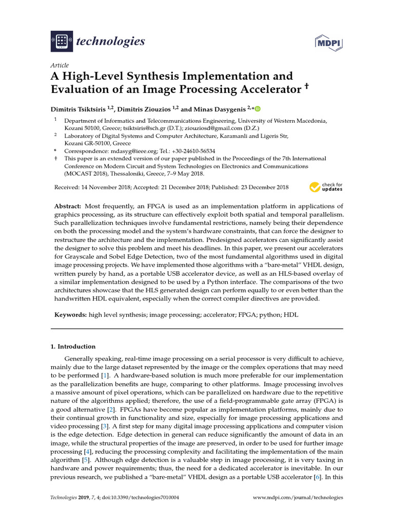 Technologies-07-00004_A High-Level Synthesis Implementation and ... Technologies-07-00004_A High-Level Synthesis Implementation and ...