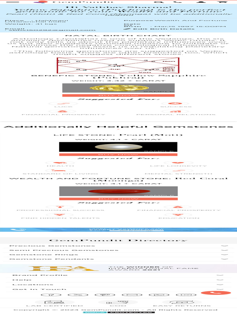 Gem Recommendation Form GemPundit | PDF | Gemstone | Hindu Astrology