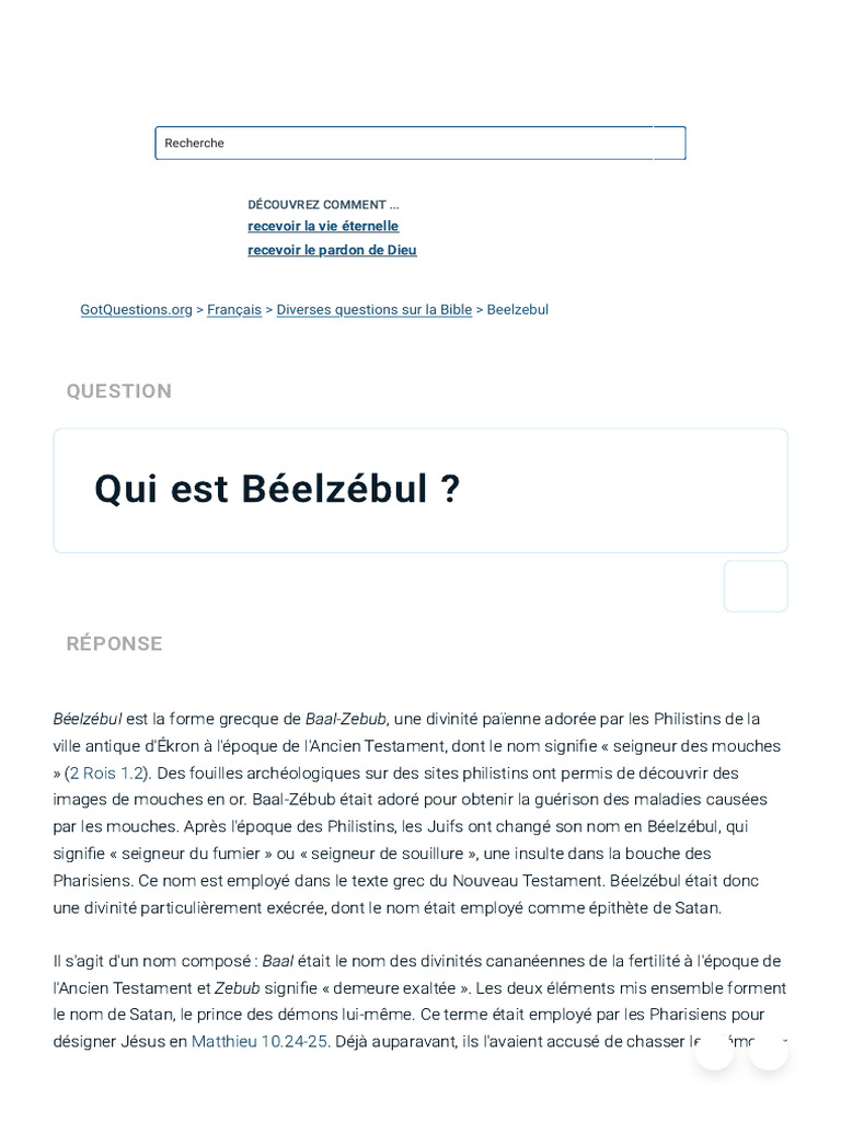 Qui est Béelzébul _ | PDF | Évangile selon Matthieu | Démons