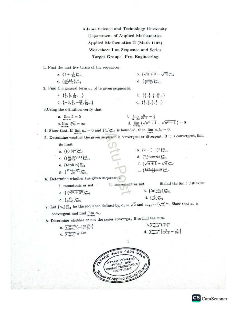 Applied II Worksheet 1 | PDF