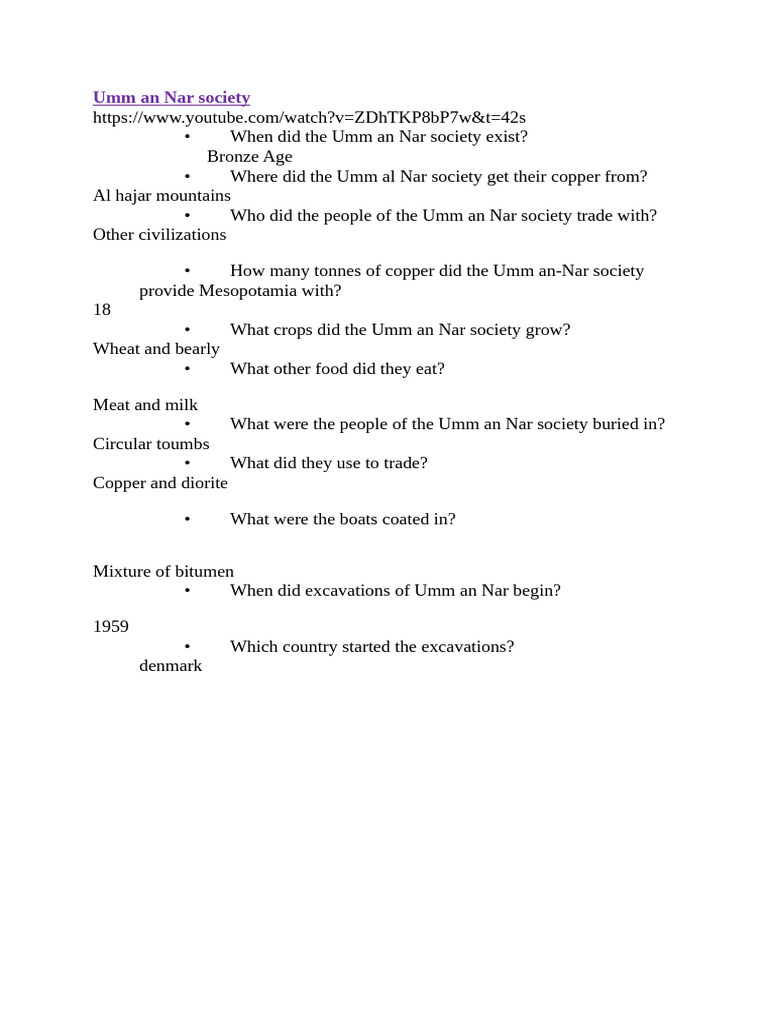 Umm an Nar Society: Bronze Age Insights | PDF