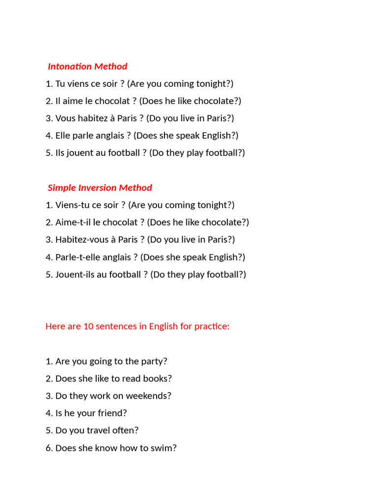 Intonation Method (Interrogation) | PDF