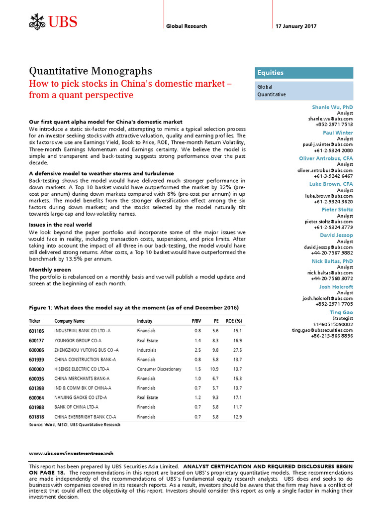 Quantitative Stock Selection in China | PDF | Stocks | Valuation (Finance)