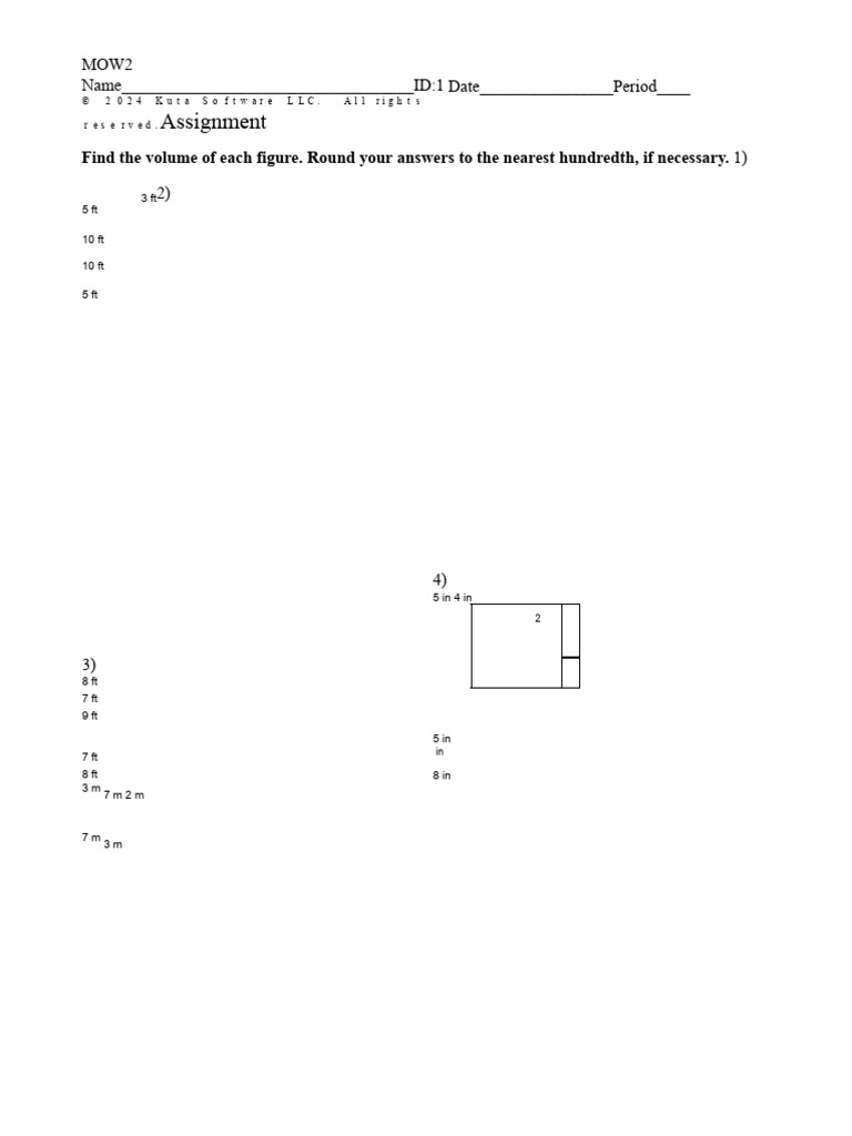 Volume Calculation Worksheet | PDF