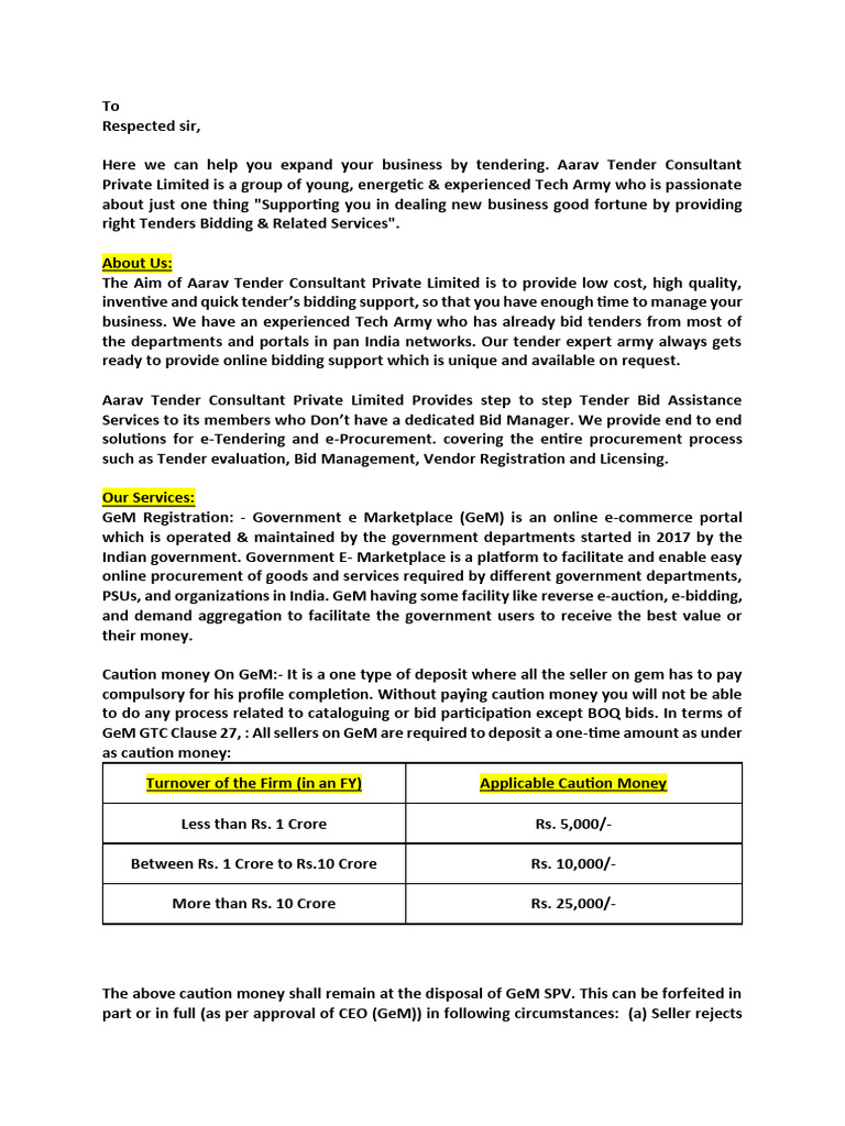 Aarav Tender Consultant Services Overview | PDF | Banks | Cheque