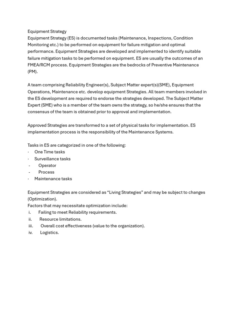 Equipment Strategy | PDF