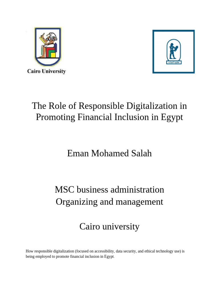 The Role of Responsible Digitalization in Promoting Financial Inclusion in Egypt | PDF ...