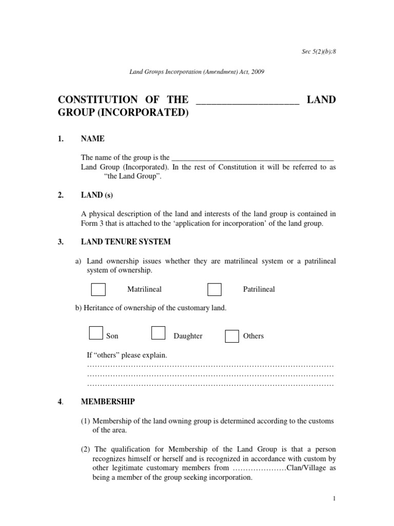 Land Group Constitution Overview | PDF | Quorum | Justice