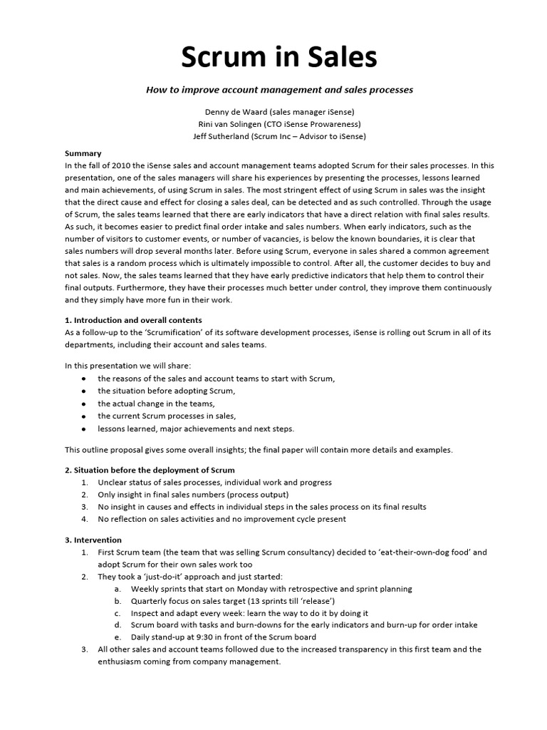 Scrum in Sales vs20110210 | PDF | Scrum (Software Development)