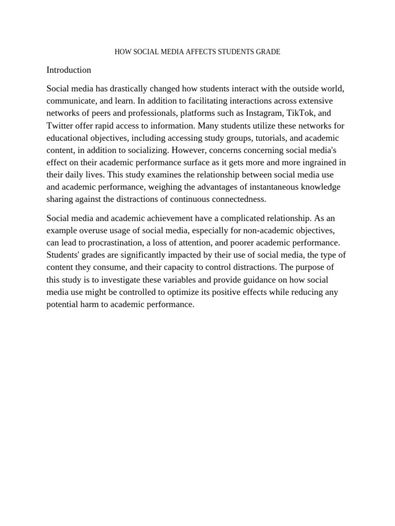 How Social Media Affects Students Grade | PDF