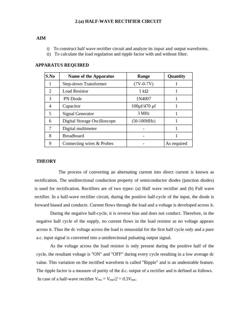 Exp_2 Halfwae & Fullwave Diode Rectifier | PDF | Rectifier | Electrical Engineering