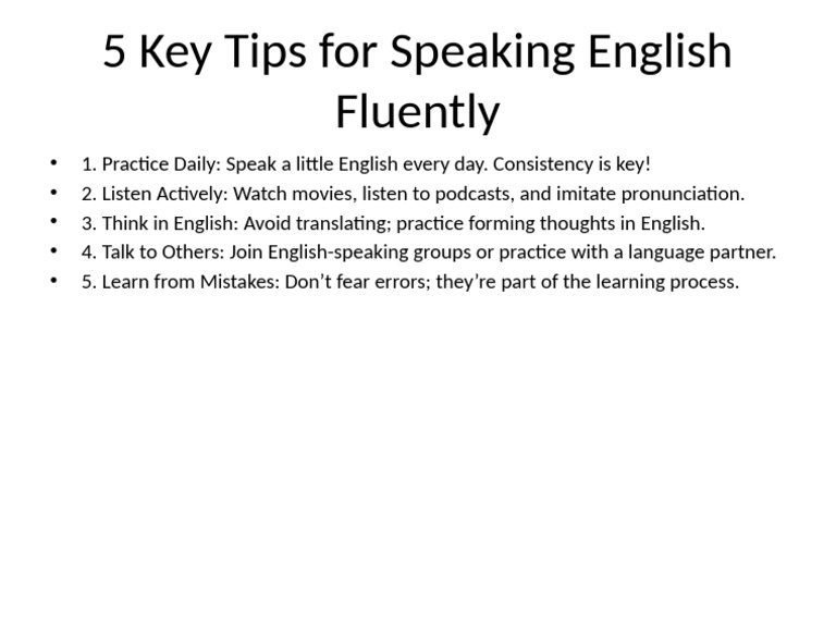 Tips for Fluent English Speaking | PDF