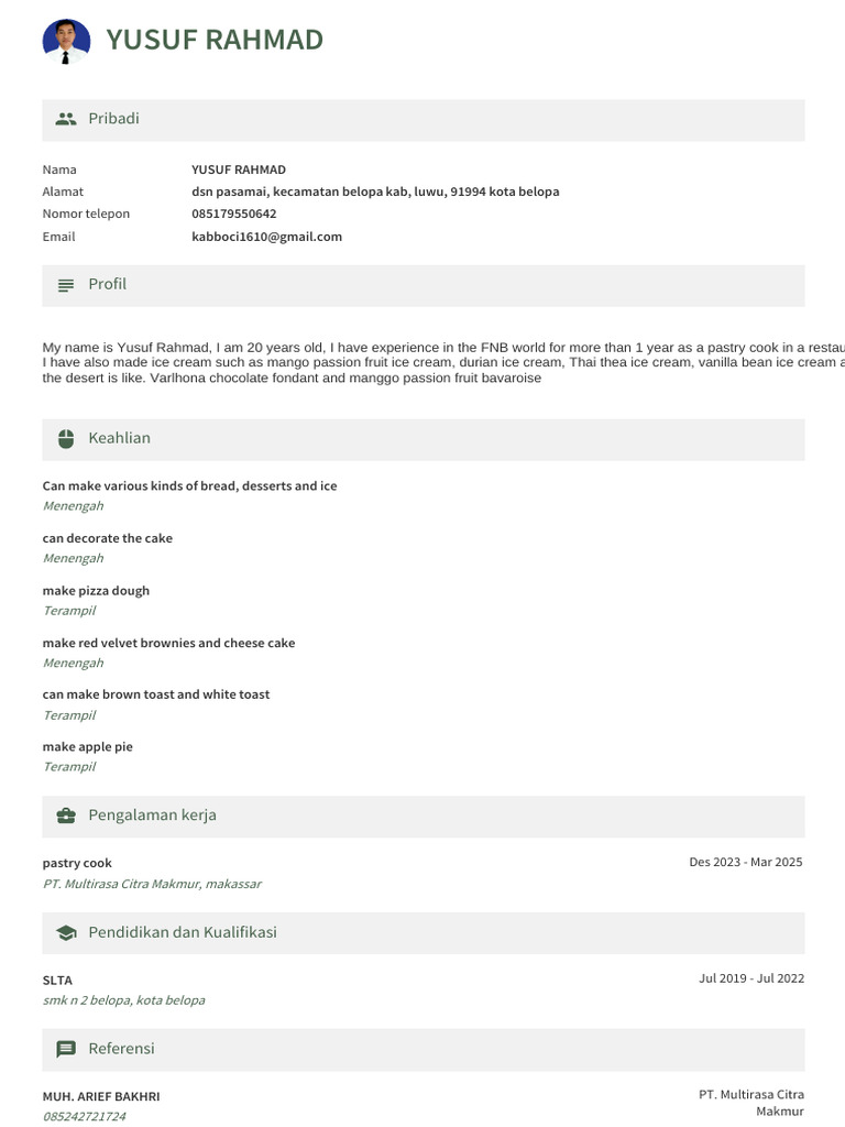 CV Yusuf Rahmad #1 | PDF